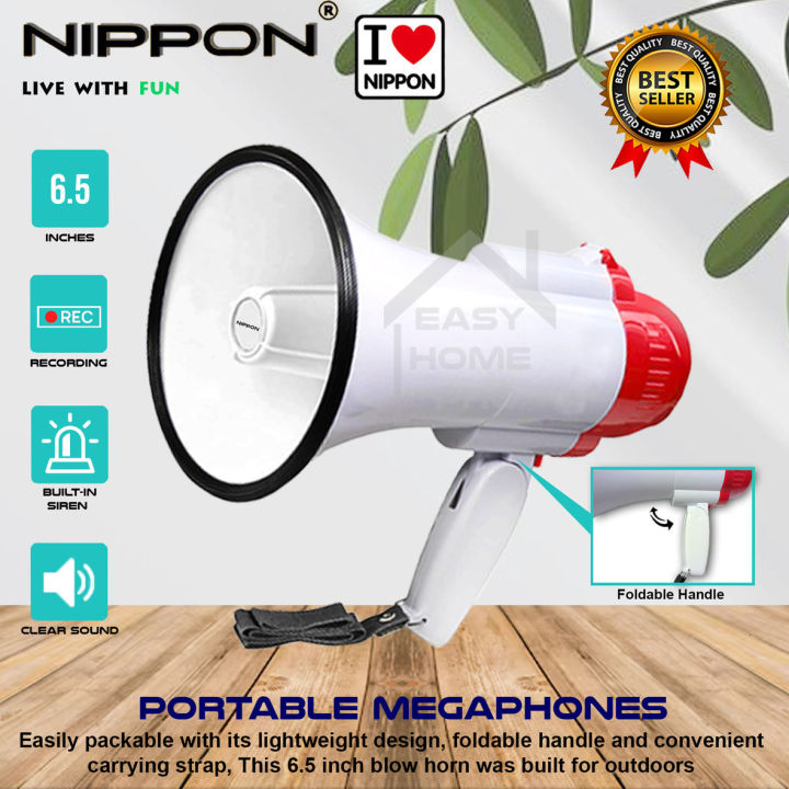 NIPPON MG205R POWER MEGAPHONE 10W SIREN RECORDABLE MICROPHONE PORTABLE ...