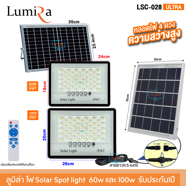 Lumira LSC028 LED Solar Sport Light Ultra 60W/100W/200W/350W ไฟสปอตไลท์ ...