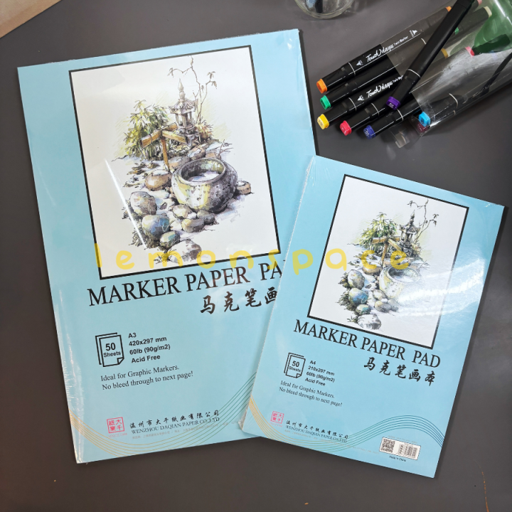 A3 A4 LESPI Alcohol Marker Paper Pad 90gsm - 50 sheets (does not bleed ...