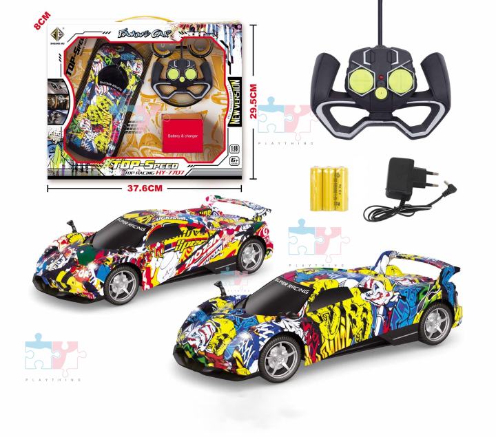 GRAFFITI TOP SPEED RECHARGEABLE REMOTE CONTROL SPORTS RACE CAR WITH ...