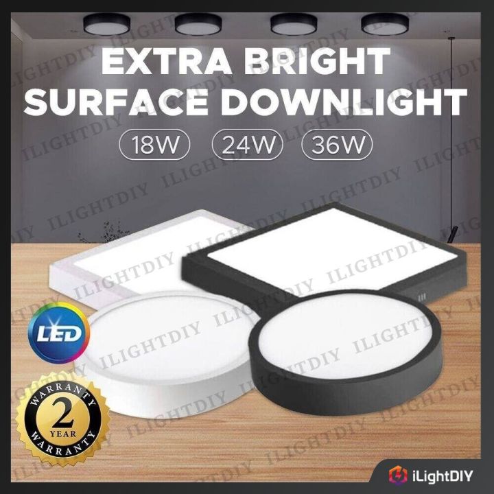 18W/24W/36W BLACK/WHITE ROUND/SQUARE SURFACE DOWNLIGHT EXTRA BRIGHT ...