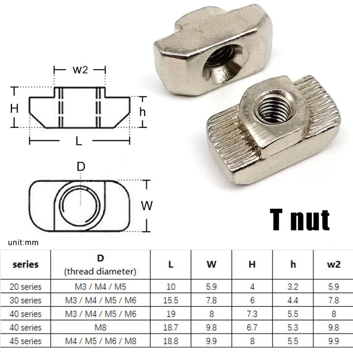 20X M3 M4 M5 M6 M8 M10 T Shape Block Sliding Nut Drop In Spring Ball ...