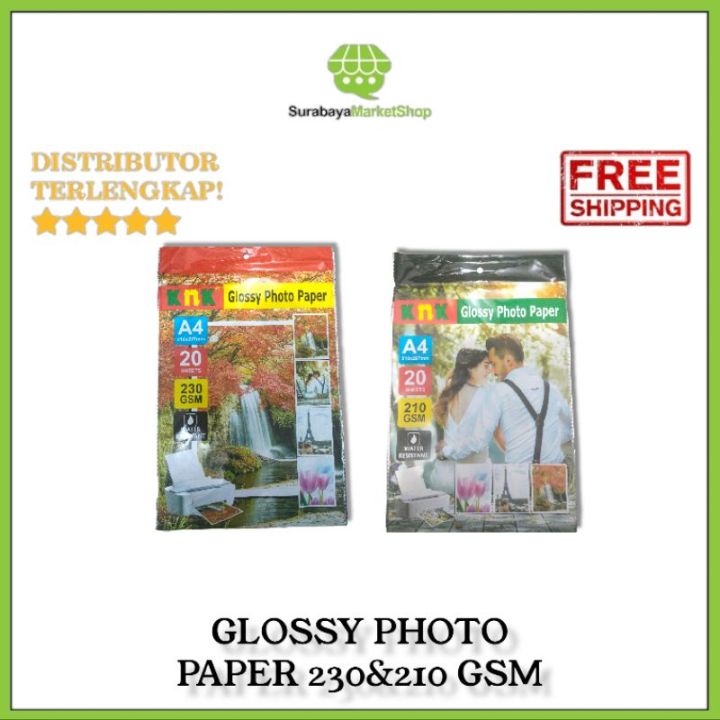 Kertas Foto Glossy 230 & 210 Gram A4 Isi 20 / Photo Paper Tebal Single ...
