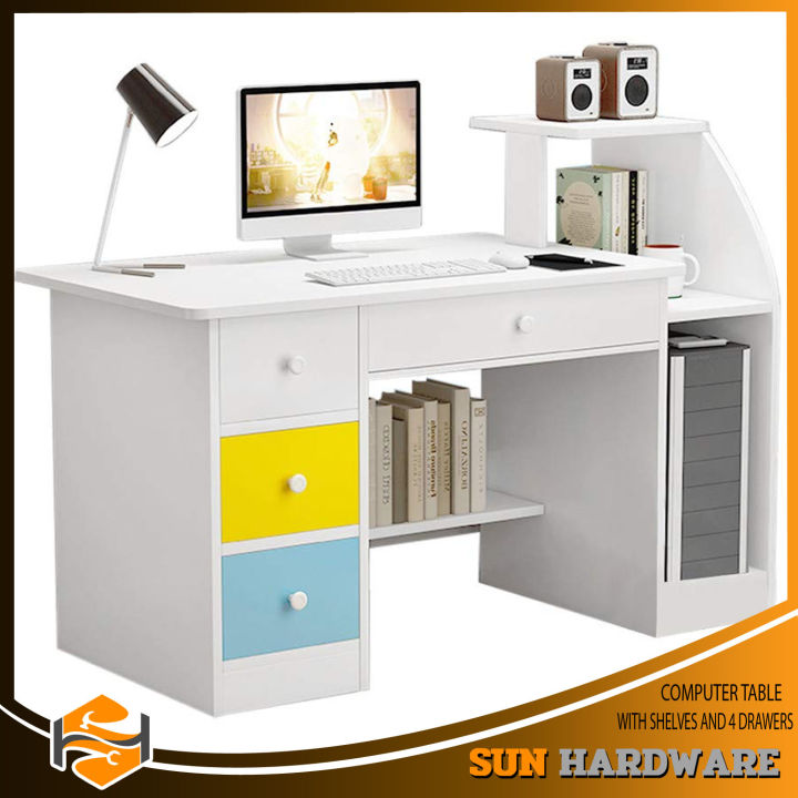 SUN HARDWARE SH-39 Study Table with drawer and bookshelf Multifunctional Computer table for ...