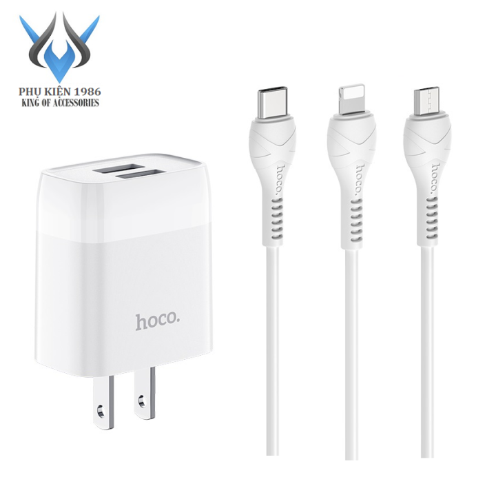 Cốc sạc 2 cổng và Bộ cốc cáp sạc Hoco C73/C73A Glorious 2.4A - chân ...