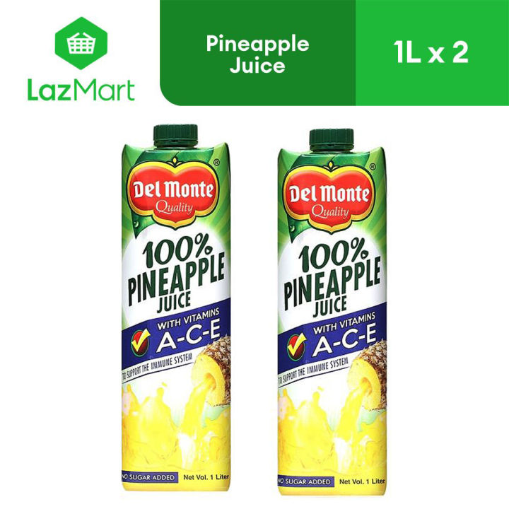 Del Monte 100% Pineapple Juice with Vitamins ACE 1l Tetra - Pack of 2 | Lazada PH