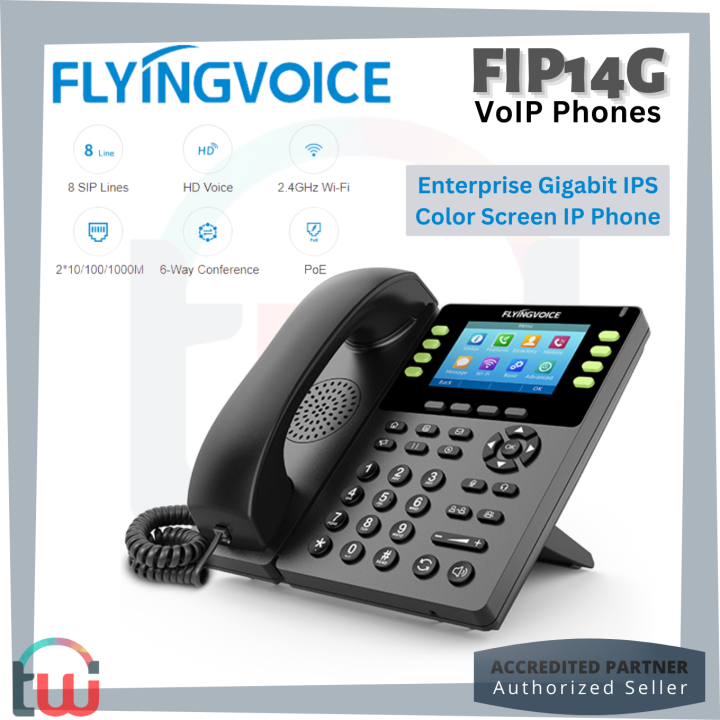FLYINGVOICE IP Desk Phones FIP14G 8 Lines Enterprise Gigabit IPS Colour ...