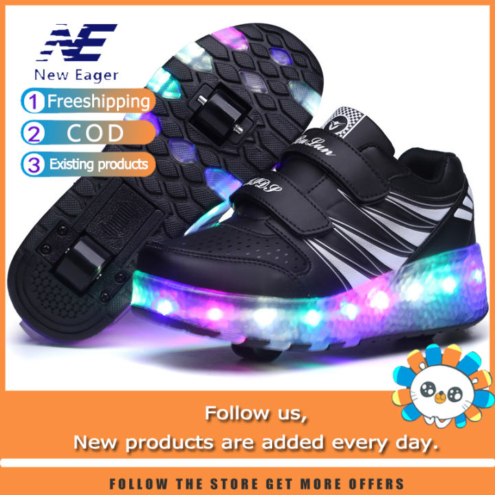 2025 New Eager Children Two Wheels Luminous Glowing Sneakers Led Light ...