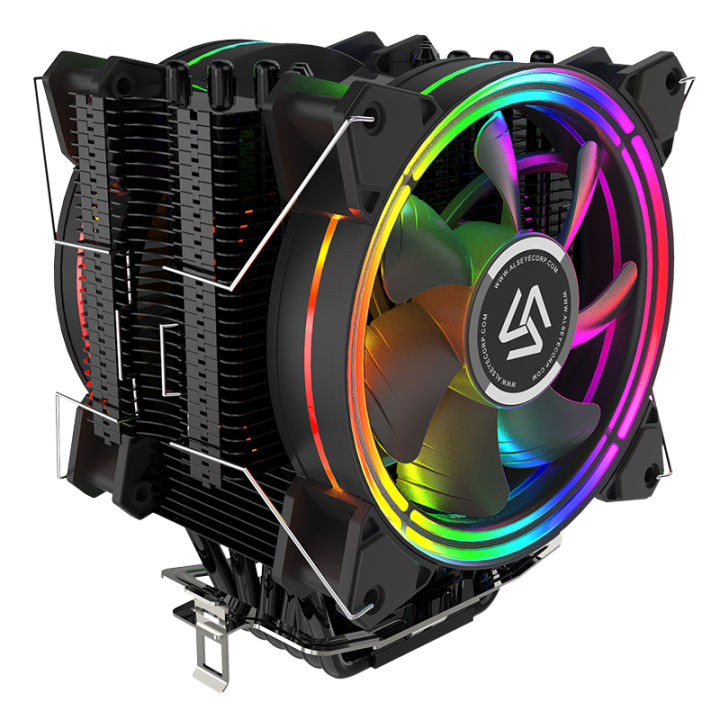 Alseye H120D RGB 120mm Dual RGB Fans CPU Cooler with 6 Heatsink Heat ...