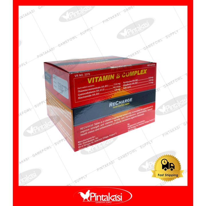 VNJ Recharge 100 tablets Vitamin B Complex for Gamefowl Rooster | Lazada PH