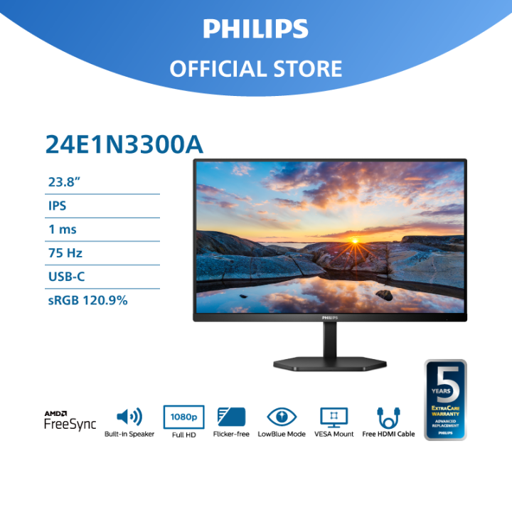 Philips 23.8" 24E1N3300A 3000 Series (IPS/FHD/75Hz/1ms) Adaptive Sync ...