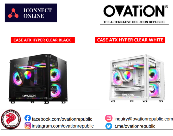OVATION DESKTOP CASE ONLY HYPER CLEAR /ULTRA CLEAR mATX (NO PSU AND NO ...