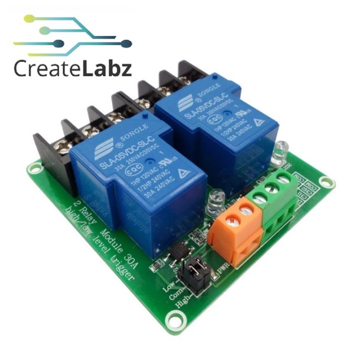 Relay Module 2-channel, 5V/30A High/Low Level Trigger with Optocoupler ...