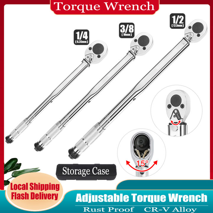Torque Wrench 1/2" 3/8" 1/4" with Preset Torque Range 5-210N.m Ratchet ...