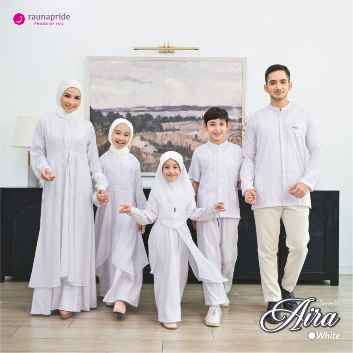 Rauna Pride Baju Muslim Sarimbit Aira White Coiple Keluarag terbaru ...