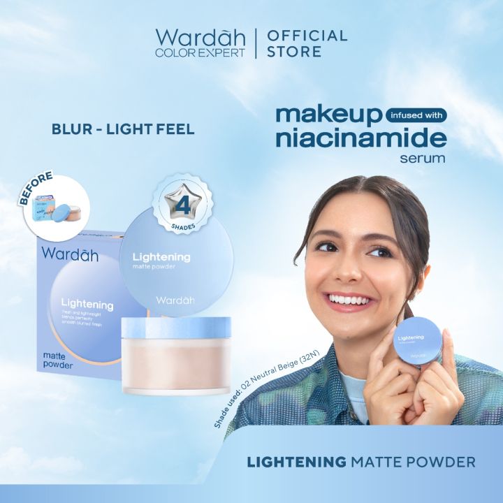 WARDAH Lightening Matte Powder 20 g - Bedak Tabur dengan Smooth-Matte Finish yang Diformulasikan ...