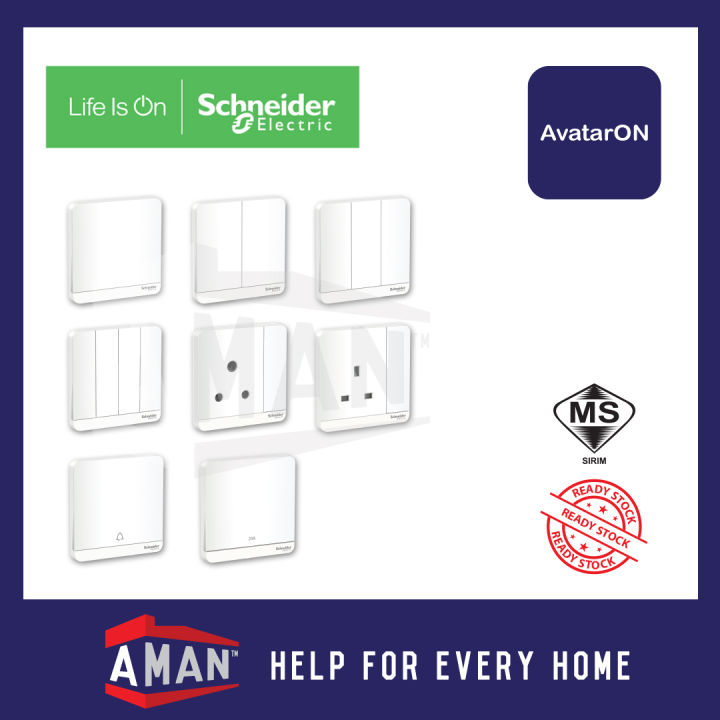 Schneider AvatarOn Series Switch Sockets 13A 20A Double Pole White ...