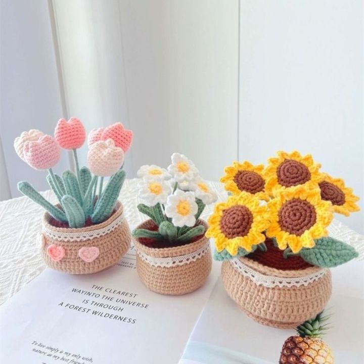 NG65D Daisy Rose Tulip Crochet Flower Kit No Finish Unique Tulip Potted ...