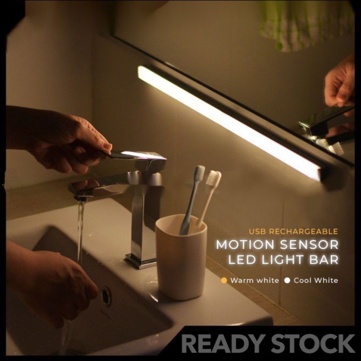 Motion Sensor Night Light LED Bar USB Rechargeable for Cabinet Corridor ...