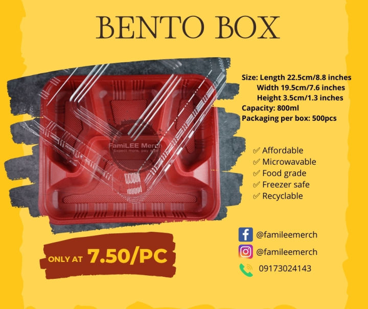 Bento box 4 division 500pcs/box with cover | Lazada PH
