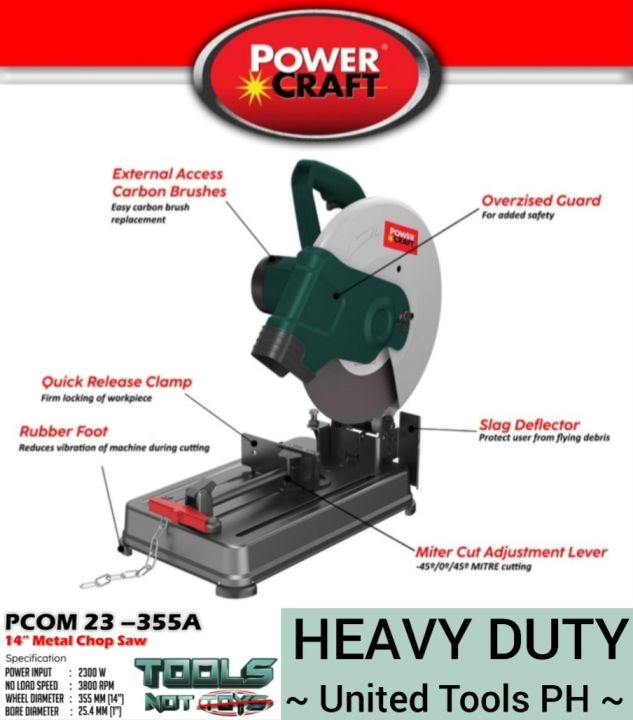 POWERCRAFT Electric Chopsaw Cutt-off Saw Machine 14" 2,300 watts HEAVY ...
