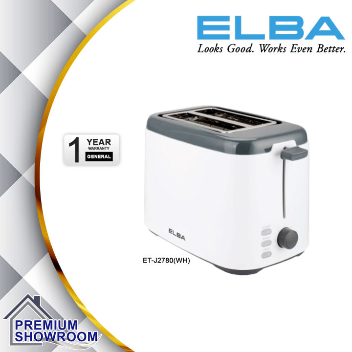 (AUTHORISED DEALER) ELBA Bread Toaster / 2 Slice Toaster 800W (WHITE ...
