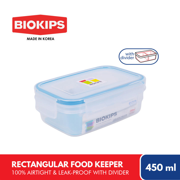 Biokips Rectangular Food Storage Container with 2 Compartments 450ml | BPA Free | 100% Airtight ...