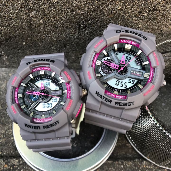 Watchtime D-ziner นาฬิกาข้อมือคู่รัก แบรนแท้กันน้ำ100% มีไฟ จับเวลา ...