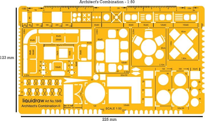 1:50 Scale Architectural Scale Ruler Drawing Template Stencil Architect ...