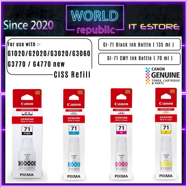 Canon Genuine Ink Bottle GI71 GI-71 GI71s GI-71s GI-71BK GI71BK GI ...