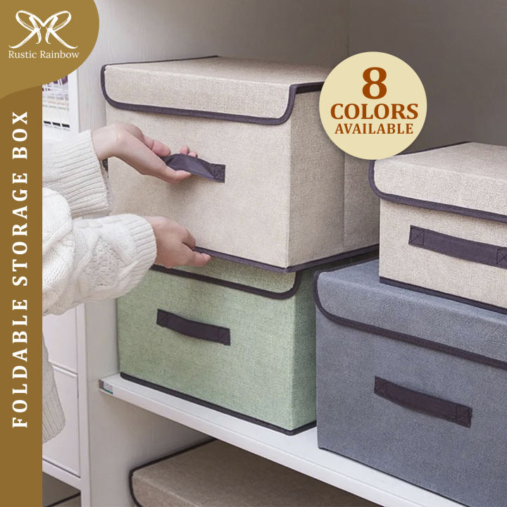 [8 Colors] Foldable Storage Box Organizer With Cover Stackable ...