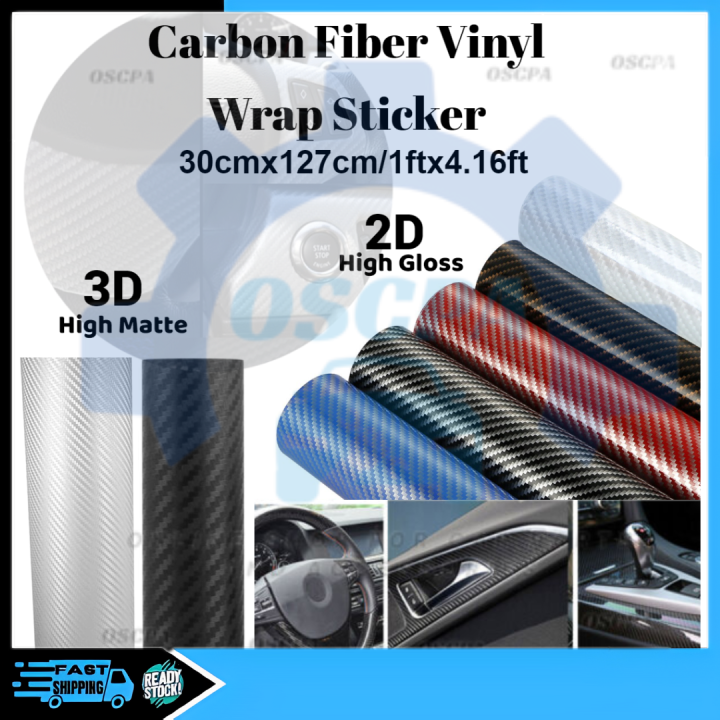 OSCPA 30cmX127cm PVC 2D 3D High Glossy & Matte Carbon Fiber Vinyl Wrap ...