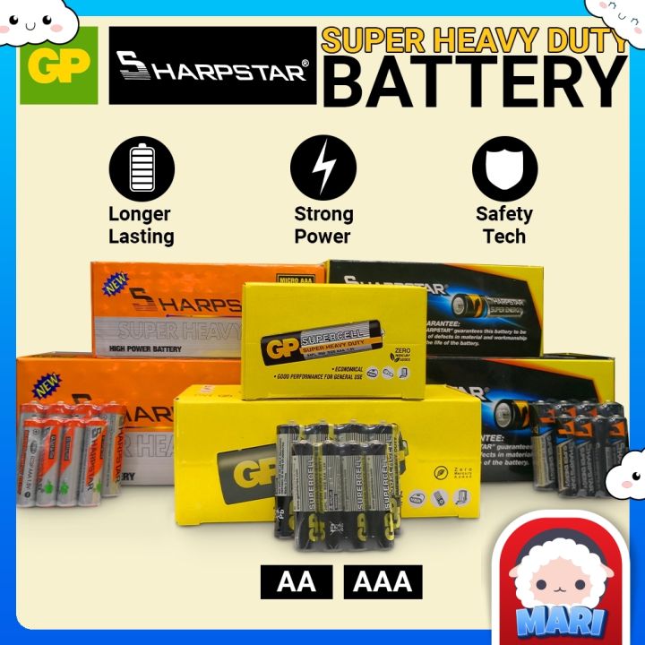 GP SHARPSTAR Super Heavy Duty Supercell Battery 1.5V AA/AAA Bateri ...