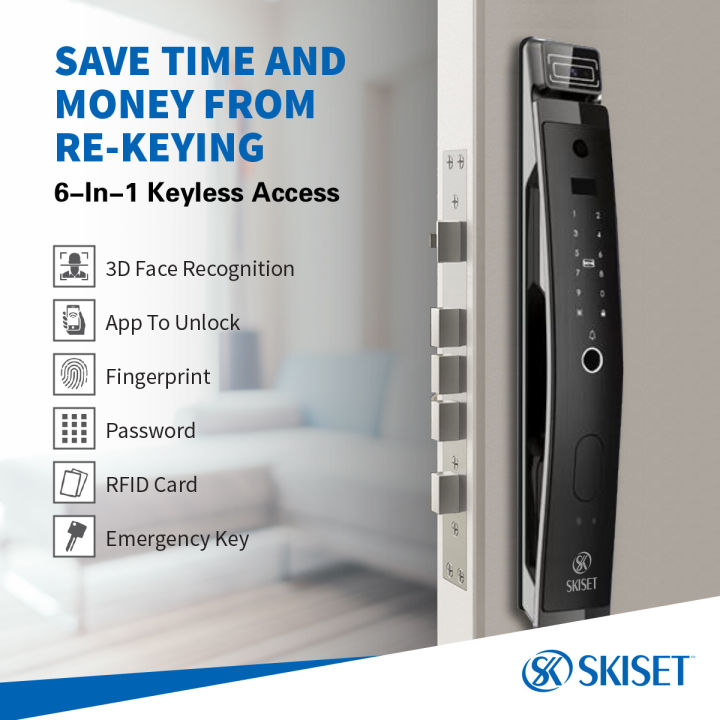 SKISET SK-18 Pro 3D Face Recognition Smart Fingerprint Door Lock Safe ...