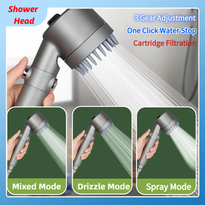 Powerful Pressurized Booster Shower Head 3 Modes Adjustable High ...