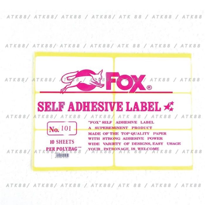 Kertas / Label Stiker Fox No. 101 uk. 50 x 100 mm (Persegi Panjang ...