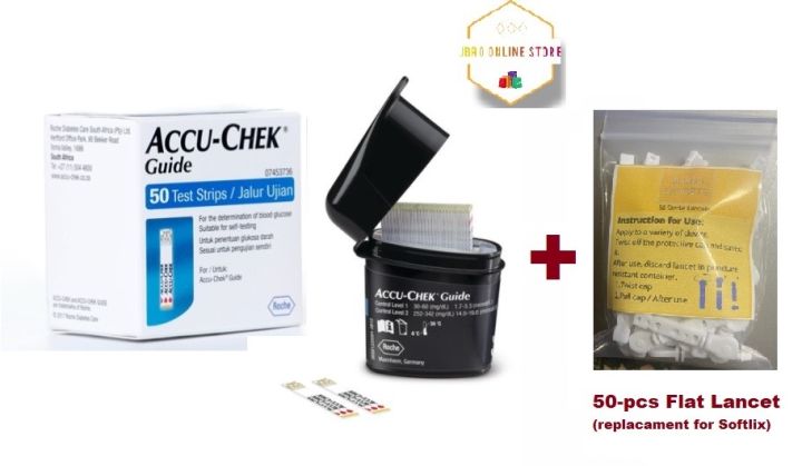 Accu-Chek Guide 50 Test Strips Sheets with 50-pcs Generic Flat lancet ...