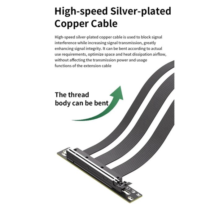 PCI-E 5.0 X16 Riser Cable Video Card Extension Shielded Flexible 90 ...