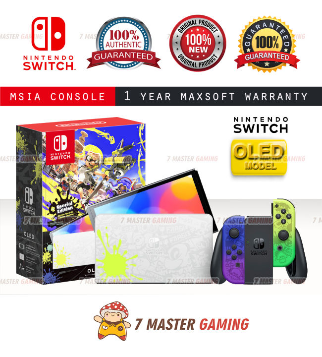 Nintendo Switch Oled Splatoon 3 Limited Edition Console - V3 - 1 Year ...