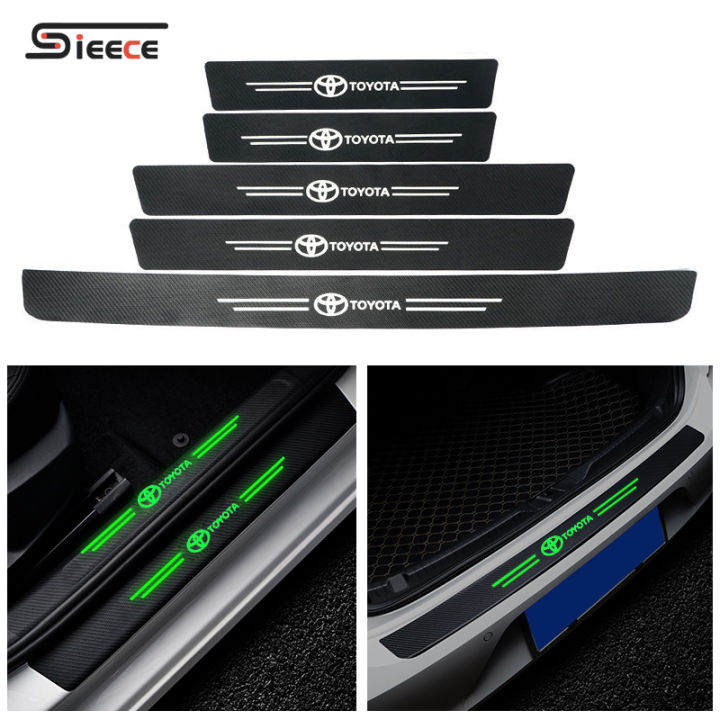 Sieece Car Door Sill Protector Carbon Fiber Luminous Auto Trunk Sticker ...
