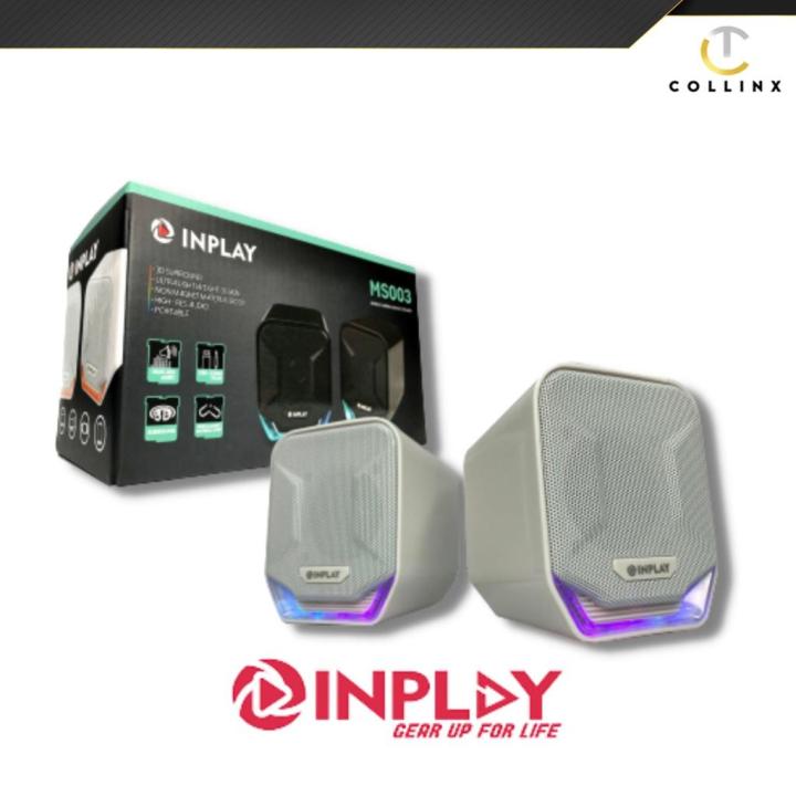 Inplay MS003 White RGB Speakers | High Quality Audio | Portable | For PC Desktop and Laptop ...