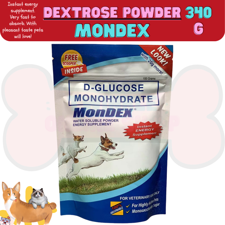 [340 G] MonDEX Dextrose Powder for Dogs & Cats – Oral Energy Supplement ...