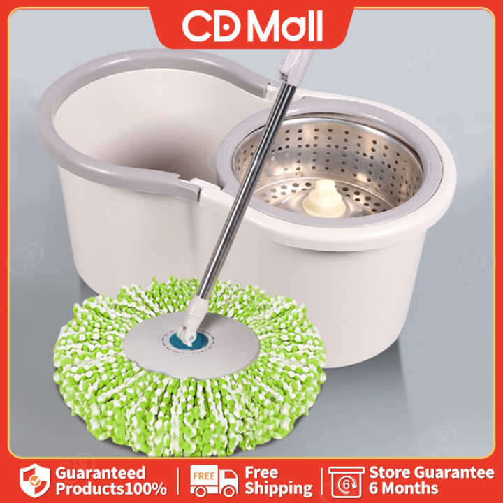CD Mop with Spinner for Floor Cleaning Thicken Microfiber Mop Head Spin ...