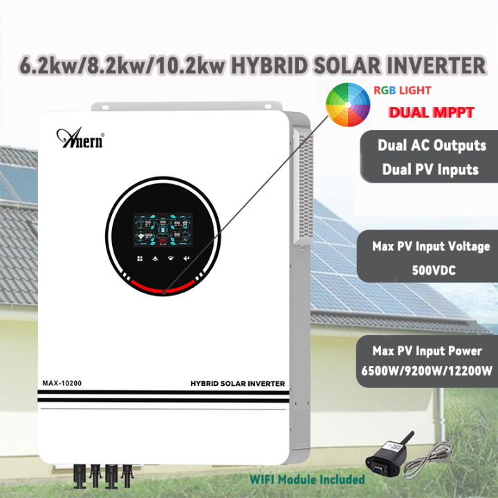 6.2kw/8.2kw/10.2kw Hybrid Solar Inverter 48V MPPT Hybrid inverter Off Grid Inverter 500VDC Can ...