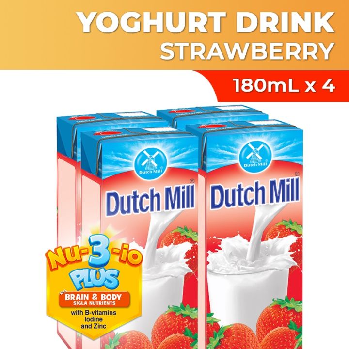 Dutch Mill UHT Yoghurt Drink Strawberry 180ml x 4 brick | Lazada PH