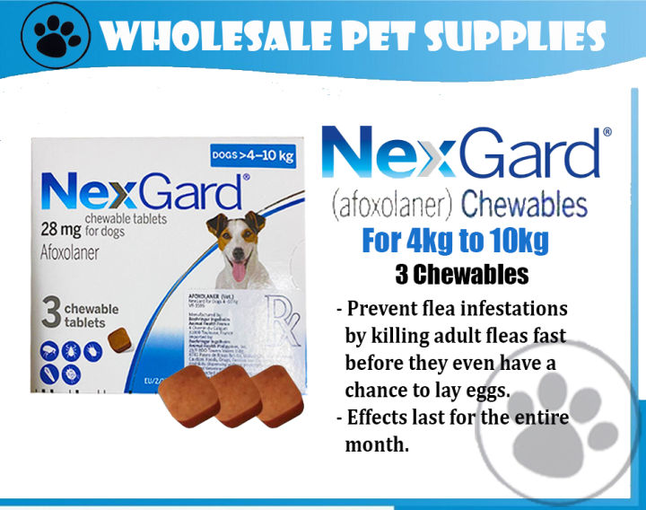 NexGard Afoxolaner for Dogs (BLUE - 4kg to 10kg) | 1 Box (3pcs) | Lazada PH