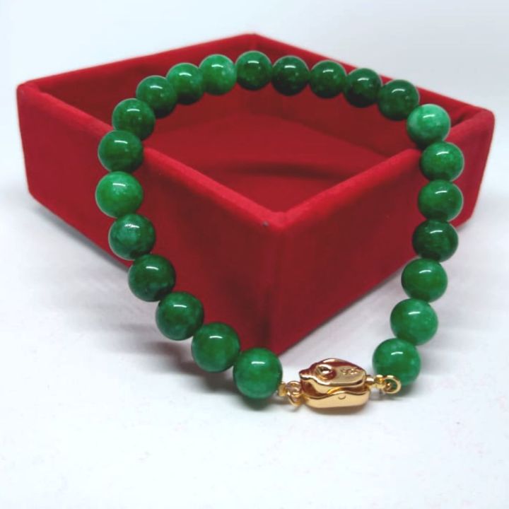 Gelang Giok China 8mm dengan Kait Titanium Premium : FREE KOTAK ...