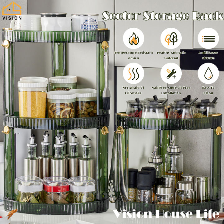 Vision Kitchen Corner Organizer Triangle Spice Rack Seasoning Storage ...