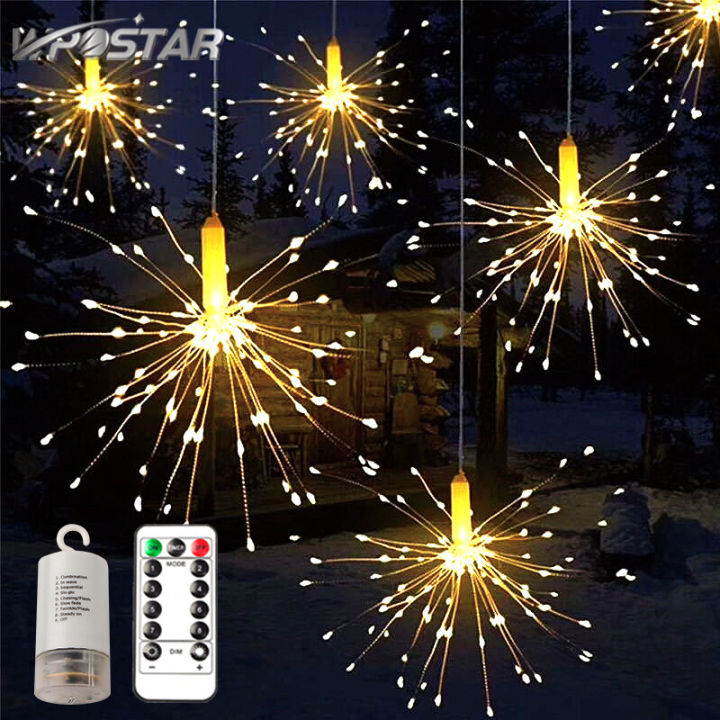 8 Modes Firwork Light Battery Powered LED Firework Copper Wire String ...