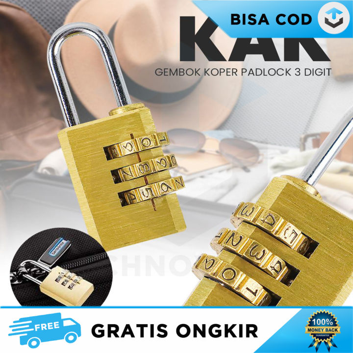 GEMBOK KOPER 3 DIGIT PADLOCK SAFETY MULTIFUNGSI KOMBINASI SOLID BRASS ...